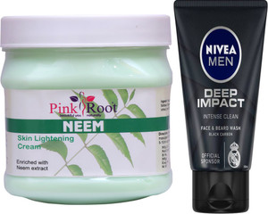 PINKROOT NEEM CREAM WITH NIVEA DEEP IMPACT FACE AND BEARD WASH Price in ...