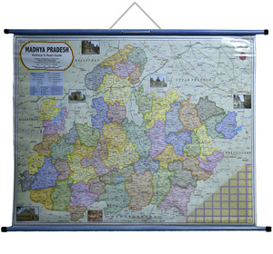 ROLLUP POLITICAL MAP OF MADHYA PRADESH (PIPE MOUNTED) Photographic ...