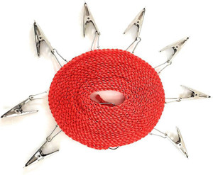 Veer Traders 8 Meter Long Cloth Hanging Rope with Flexible Hooks Nylon ...