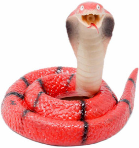 Catty Trader Realistic Rubber Snake Toy Round Cobra - Red - Realistic ...