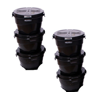 Flipkart.com | Lush Pack of 6 pure black Normal 6 Containers Lunch Box