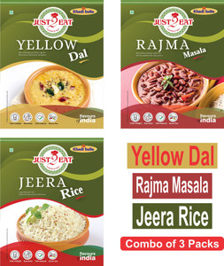 Just 2 Eat Yellow Dal, Rajma Masala, Jeera Rice - Combo of 3 Packs ...
