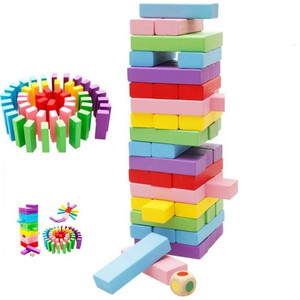 Makers Enterprise 54 Pieces Wooden Stacking Toppling Tower Numbers ...