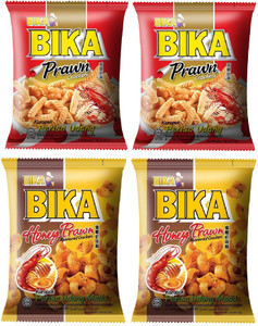 BIKA Prawn and Honey Prawn Cracker Combo, 70gms Each Chips Price in ...