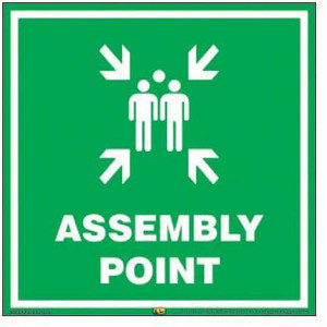 Mr. SAFE Assembly Point Sign In PVC Sticker (8 Inch X 8 Inch) Emergency ...