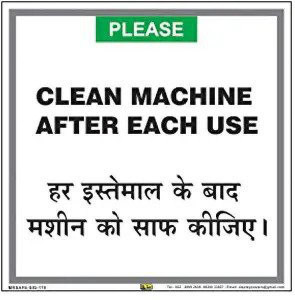 Mr. SAFE Clean Machine After Each Use Sign In PVC Sticker (8 Inch X 8 ...