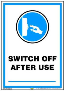 Mr. SAFE Switch Off After Use Sign In PVC Sticker A5 (6 Inch X 8 Inch ...