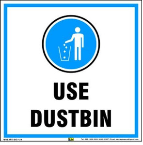 Mr. SAFE Use Dustbin In PVC Sticker (8 Inch X 8 Inch) Emergency Sign ...