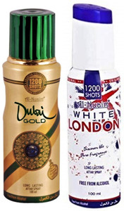 Al Nuaim Dubai Gold & White London Perfume Spray 1200 Shots Deodorant ...