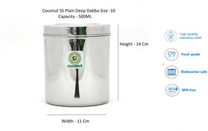 COCONUT Steel Grocery Container - 500 ml Price in India - Buy COCONUT ...