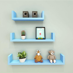 Woodtwist wooden wall mount U shape floating u rack shelf book wall ...