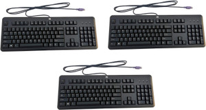 HP KB-1156 Windows Black US PS2 Keyboard ( Black Silver ) Pack of 3 ...