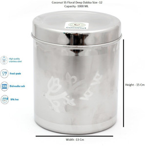 COCONUT Steel Grocery Container - 1000 ml, 1500 ml, 2000 ml Price in ...