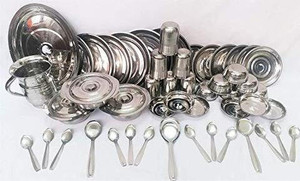 Bartan Bhandar Pack of 51 Steel steel dinner set 51 pcs Dinner Set ...