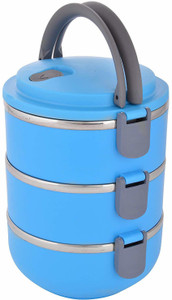 Flipkart.com | AKSHAT Stainless Steel 3 Layer Lunch Box (Blue) 3 ...