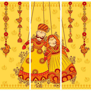 JustPrintz.com Rajasthani Puppet MDF 3 Panels Digital Reprint 30 inch x ...