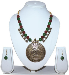 Fashion Jewels by AMNG Copper Gold-plated Green, Red, Gold Jewellery ...