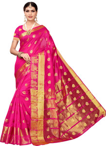 Buy Pisara Woven Kanjivaram Chanderi Pink Sarees Online @ Best Price In ...