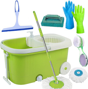 V-MOP Combo Elite Magic Bucket Mop With Wheel - 360 Degree Self Spin ...