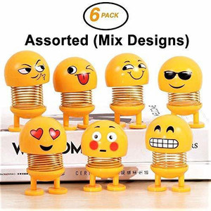 india fun zone Emoji BobbleHead Car Dashboard Accessory (6 Pc) Cute ...