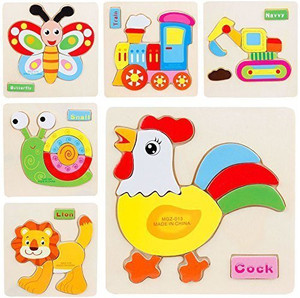 Xeekart Early Age Wood Jigsaw Puzzles for Small Children Kid, Pack of 6 ...
