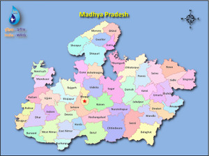 Madhya Pradesh map poster with boundary Paper Print - Maps posters in ...
