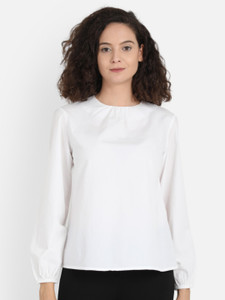 Cover Story Casual Full Sleeve Solid Women White Top - Buy Cover Story ...