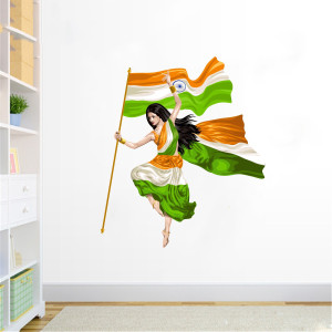 Decal O Decal 90 cm Bharat mata Wall Stickers(PVC Vinyl,Multicolour ...