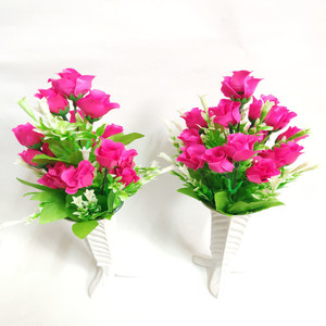artificial hub Lilies Flower with plastic pot Pink Rose Artificial ...