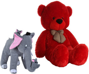 TOYTEDDY STUFFED RED HUGABLE TEDDY BEAR WITH CUTE MOTHER ELEPHANT AND ...
