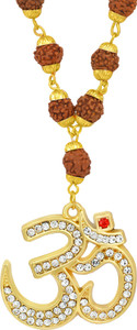 DULCI Gold Plated 3D Big Bold Heavy Om CZ Studded Religious Temple ...