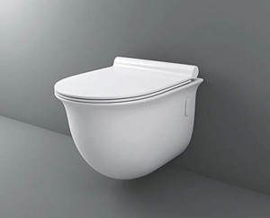 Ceramic Wall Hung Rimless Water Closet with Soft Close Hydraulic Seat ...