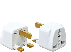 HI-PLASST UK Type Flat Pin Conversion Plugs Three Pin Plug (White)(Pack ...