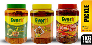 Everin Homemade Tasty Tangy and Ticklish Mango, Lime, Red Chilli Pickle ...