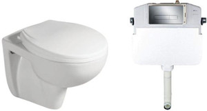 InArt Concealed Cistern Tank & Ceramic Glaze Wall Mounted Commode with ...