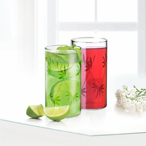 TREO (Pack of 6) Deco Vector Flora 340 Glass Set Water/Juice Glass ...