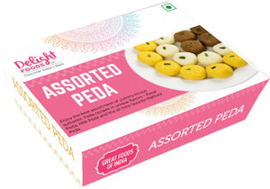 Delight Foods Assorted Peda (Doodh Peda, Mathura Peda, Kesar Peda) Box ...