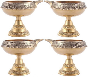 Fashion Bizz Brass Diwali Kuber Deepak On Stand Diyas Table Diya Set ...