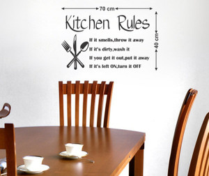 HAPPYSTICKY 50 cm Kitchen Rules Medium Vinyl Wallsticker(70 cm x 40 cm ...