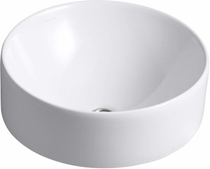 KOHLER K-14800X-0 Round Vessel Bathroom Basin Sink without Faucet Hole ...