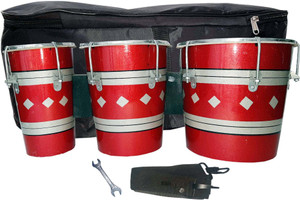 GT manufacturers Red Silver 3 set Bongo With Full kit Wooden Bongo ...
