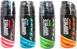 GRAPHITE pack of 4 Deodorant Spray - For Men & Women - Price in India ...