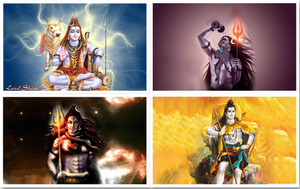Combo of 4 mahadev poster shiv wall poster(wall sticker poster,no need ...