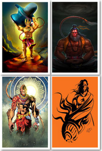 combo of 4 hanuman wall poster all god wall posters(wall sticker poster ...