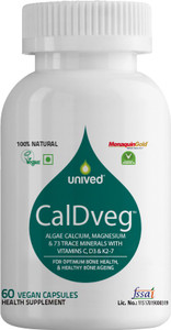 Unived CalDveg, Algae Calcium & Magnesium, Vitamin C, D3 & K2-7, 20 ...