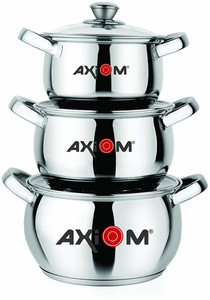 AXIOM Stainless Steel Handi Pot Set with Lid Handi 1 L, 1.5 L, 2.2 L ...