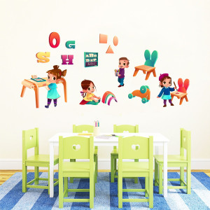 Decal O Decal 55 cm Kids playing in Play School Wall Stickers (PVC ...