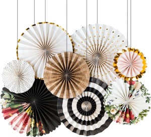 Party Propz Multicolor Hanging Paper Fans Decoration Set for Wedding ...