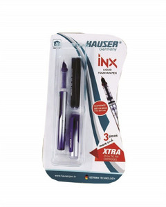 HAUSER Inx Liquid Ink- Blue Ink (Body Color - Purple) 5PK Fountain Pen ...