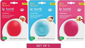 BLUE HEAVEN Lip Bomb - Cocoa Butter, Strawberry & Bubble Gum Lip Balm ...